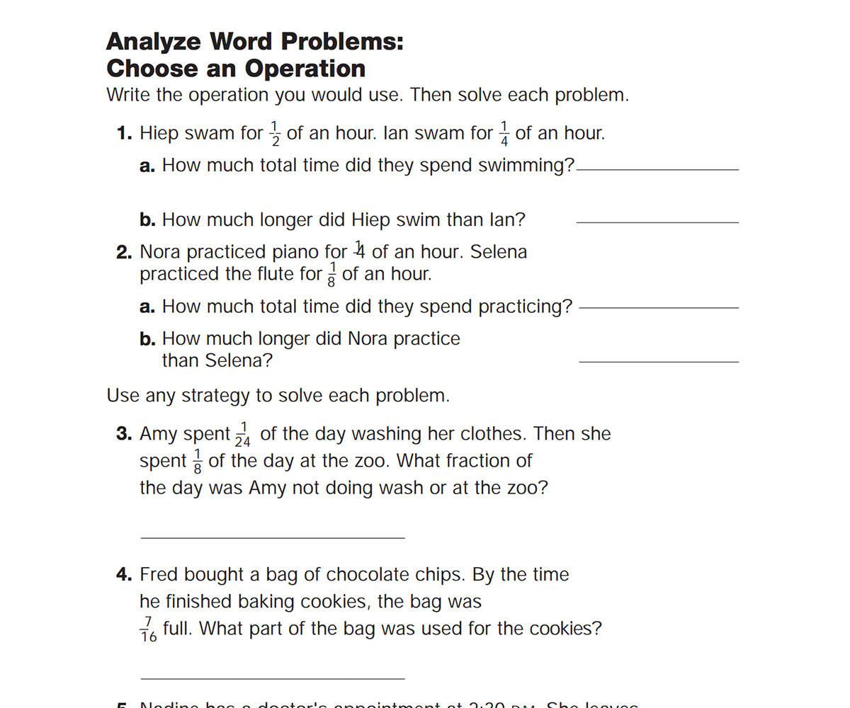 Choose An Operation Fractions TeacherVision