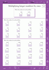 Multiplying Larger Numbers by 2, 3, 4, 5 & 6 - TeacherVision