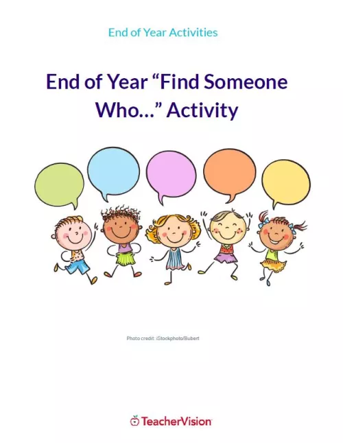 End of Year Activity - Find Someone Who... - TeacherVision